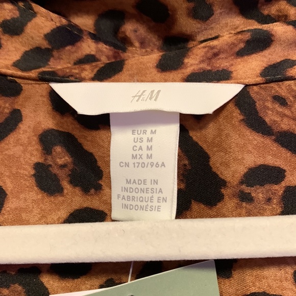 H&M | Tops | Hm Leopard Print Silky Button Down | Poshmark